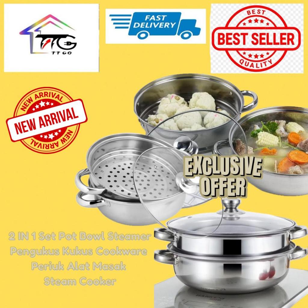 2 IN 1 Set Pot Bowl Steamer Pengukus Kukus Cookware Periuk Alat Masak ...