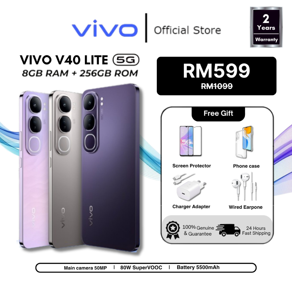 CRAZY PROMO VIVO V40 Lite 5G 8+256GB 80WFlashCharge, AI Aura Portrait ...