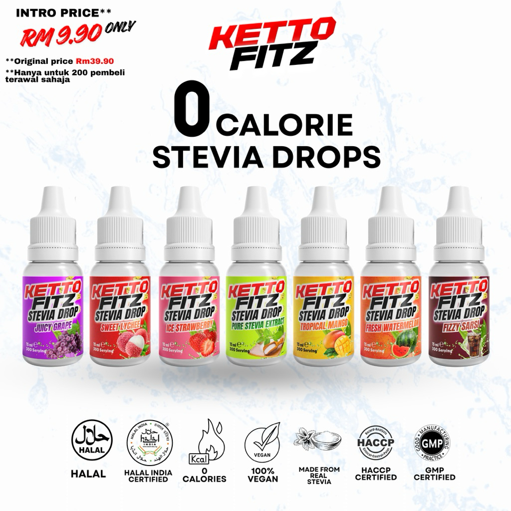 KettoFitz 0 Calorie Stevia Drops | Halal Certified | Zero Sugar | No ...