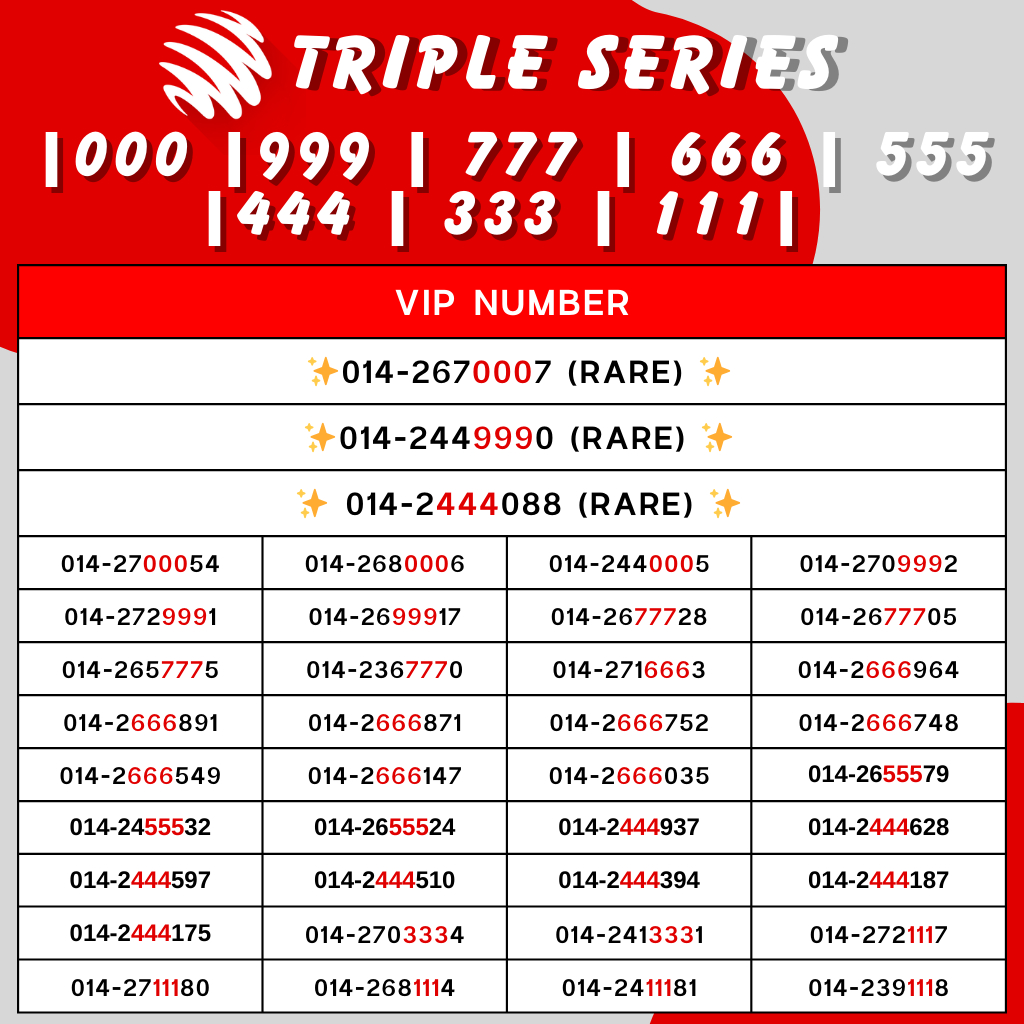 🔥 Hotlink VIP Number | VIP 号码 | Triple Series | 000 999 777 666 555 444 ...