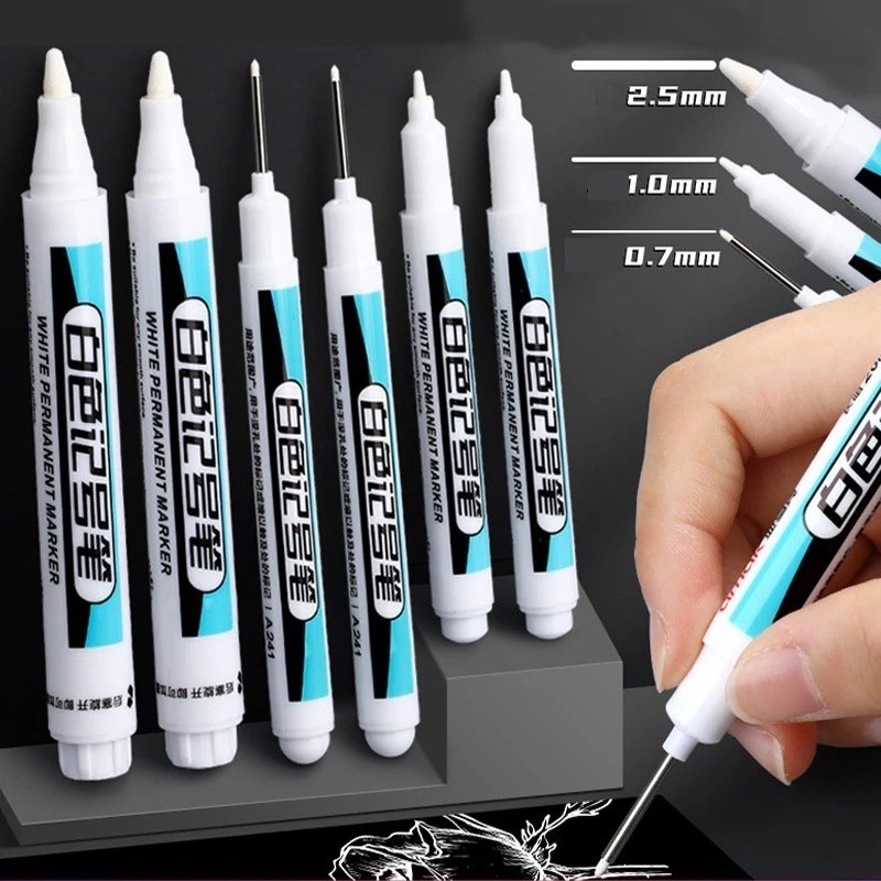 Pen Penanda Kekal Putih 0.7/1.0/2.5MM 3 Keping Penanda Cat Untuk Kayu ...