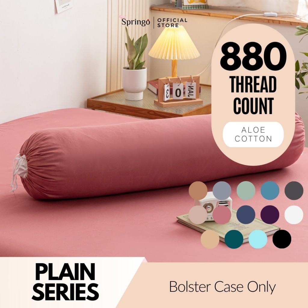 SPRINGO Plain Color Cotton BOLSTER CASE Bolster Cover Sarung Bantal ...