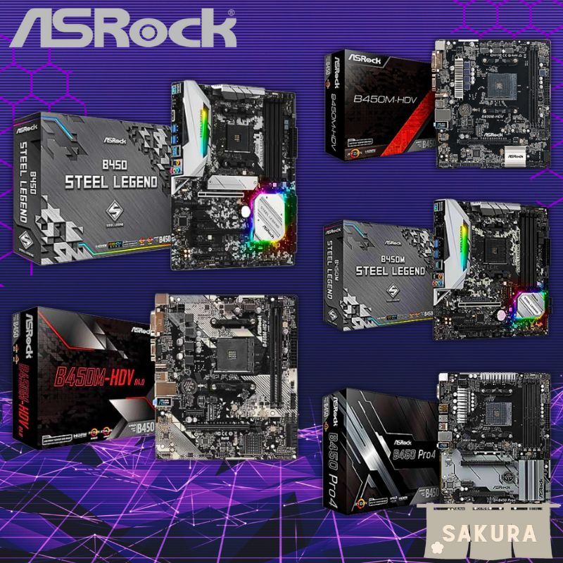 ASRock B450 Steel Legend AMD Ryzen AM4 Compatible B450 ATX Motherboard ...