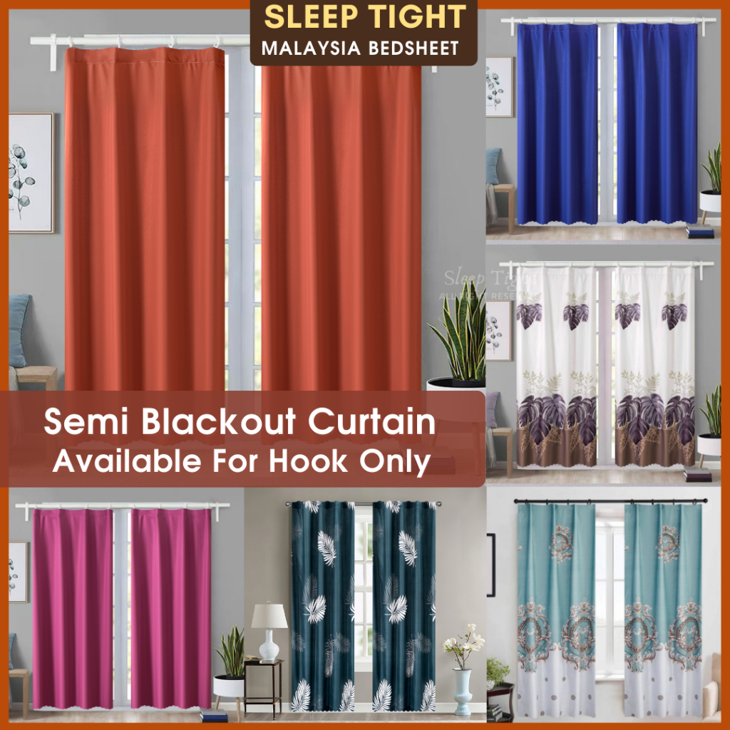 Langsir Murah Semi Blackout Langsir 120x210cm Pintu Cangkuk Rod/Hook ...
