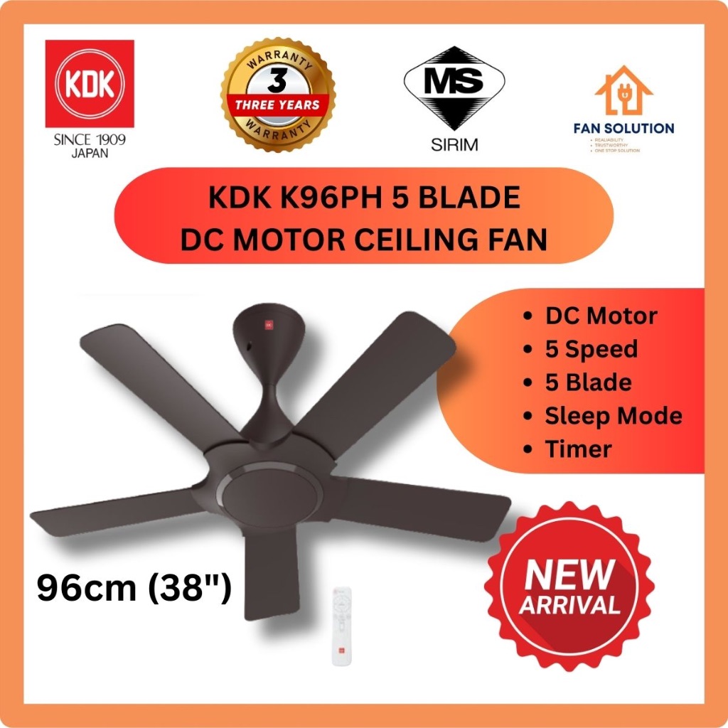 [NEW MODEL] KDK K96PH 96cm 38" DC MOTOR CEILING FAN 5 SPEED 5 BLADE ...
