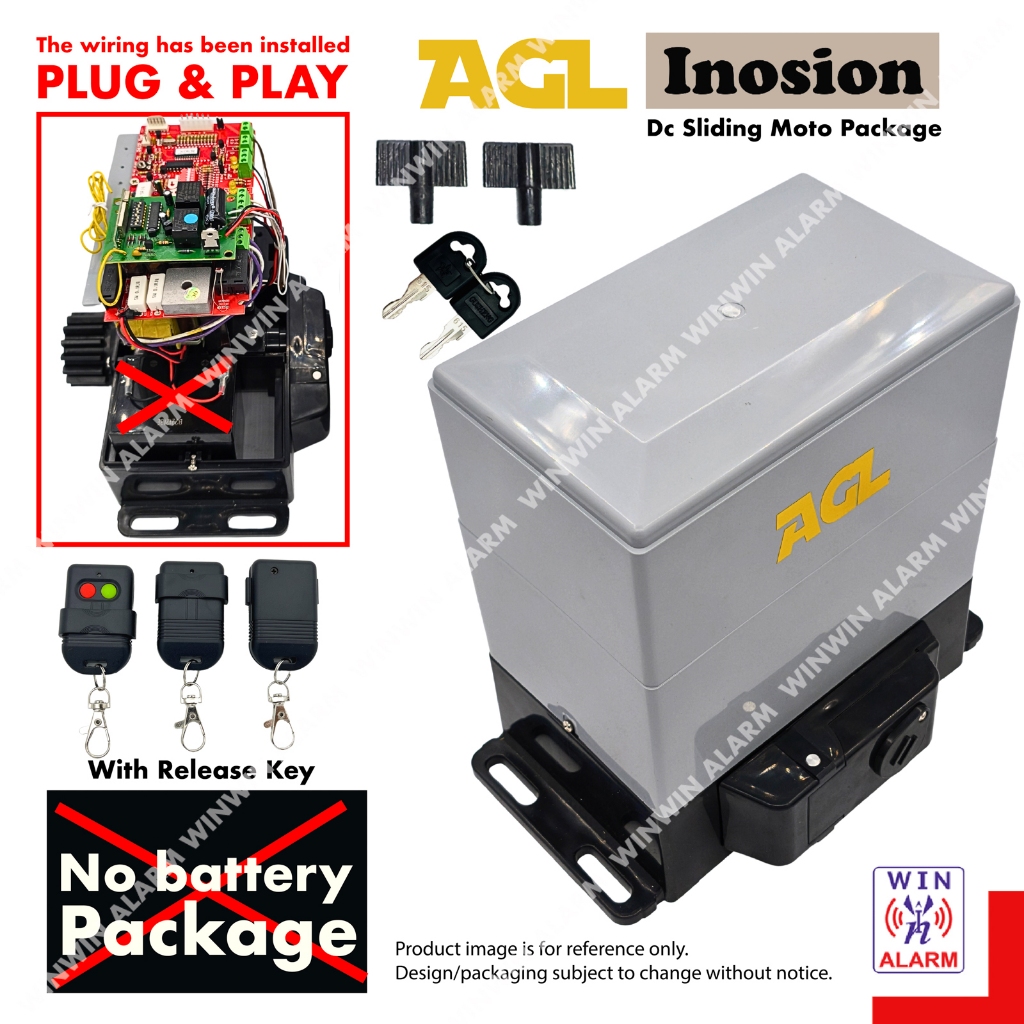 AGL INOSION DC Sliding (Built-in) 2 channels 433Mhz Autogate Motor Set ...