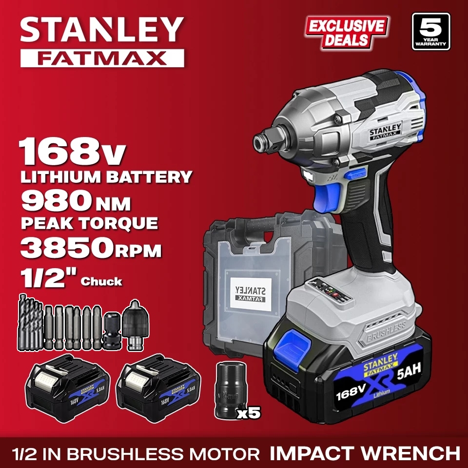 Stanley-168V-980N.M Cordless Impact Wrench 1/2" Heavy Duty Torque ...