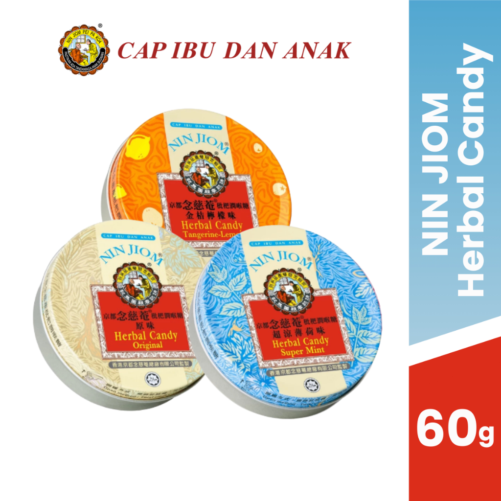 NIN JIOM Herbal Candy Tin 60g (Original / Tangerine-Lemon / Super Mint ...