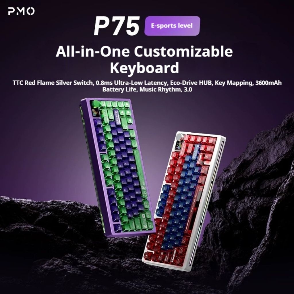 PMO P75 Custom Mechanical Keyboard, triple-mode wireless Bluetooth, hot ...