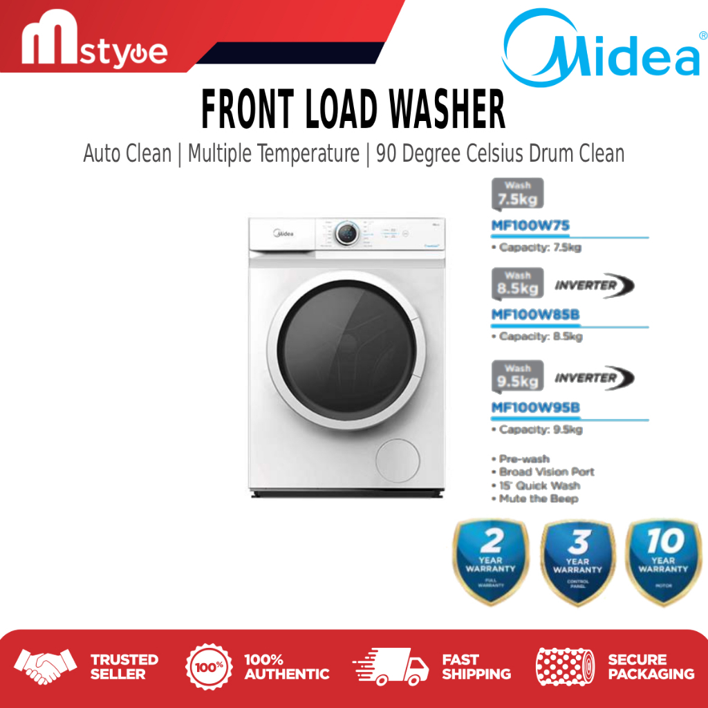 Midea MF-100W75 / MF-100W85B / MF-100W95B Washing Machine (7.5KG/8.5KG ...