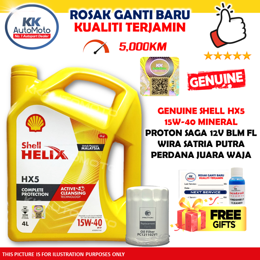 Genuine Shell Helix HX5 Mineral Minyak Hitam Engine Oil 15W-40 15W40 4L ...