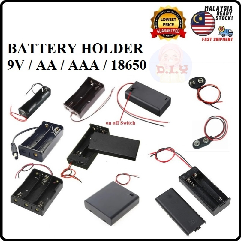 Battery Holder 9V / AA / AAA / 18650 with Wire Lead, Casing Cover with ...