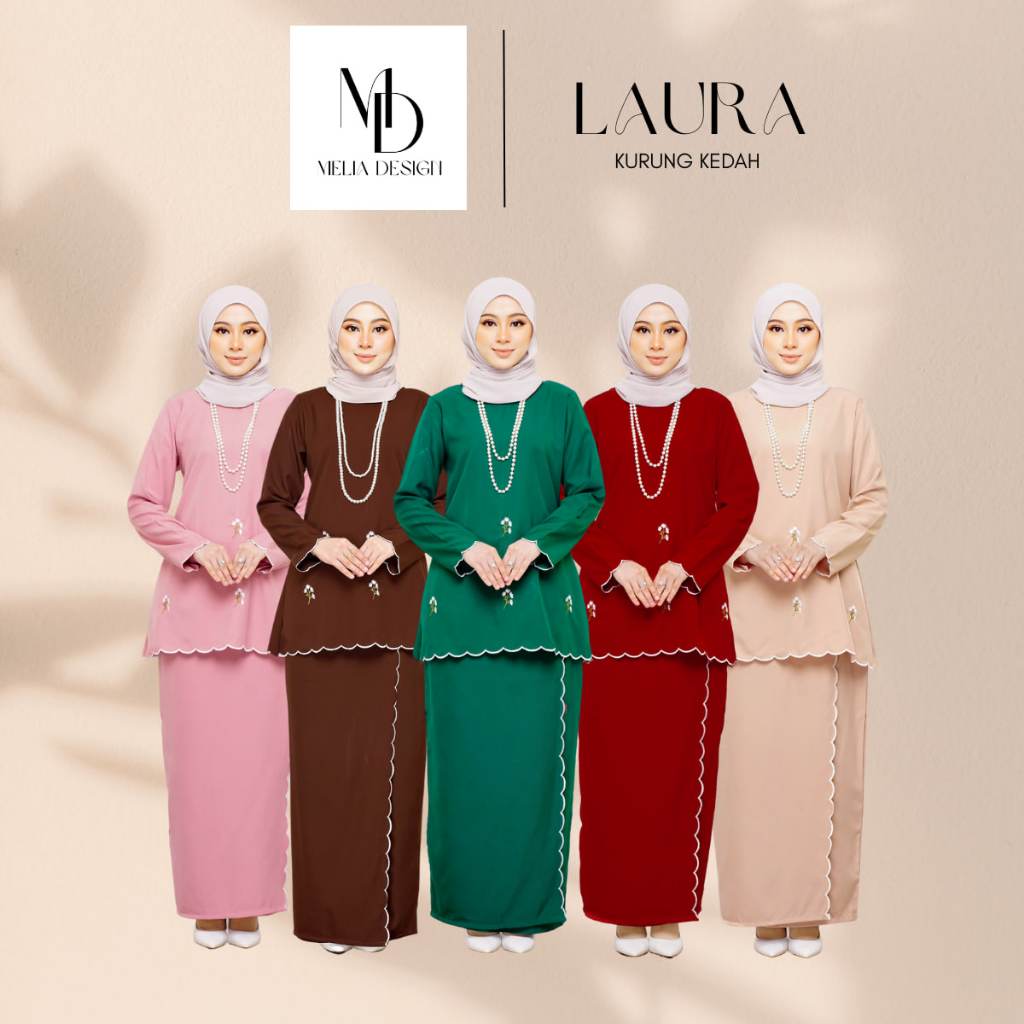 KURUNG KEDAH LAURA BY MELIA DESIGN SULAM BIKU PLAIN COTTON SILK PREMIUM ...