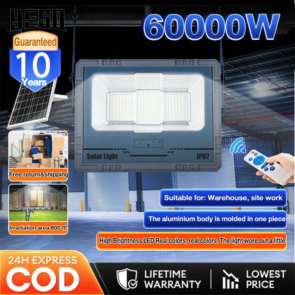 Lampu Solar Outdoor 60000W Waterproof IP68 Solar Light RGB Control ...