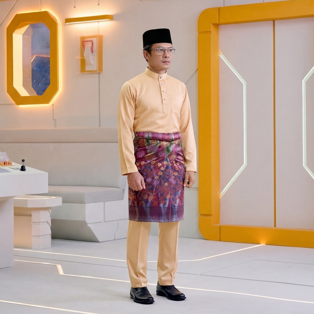 Baju Melayu Bulan Bintang - Tailored Fit PLUS SIZE - Tema Kuning/Oren ...