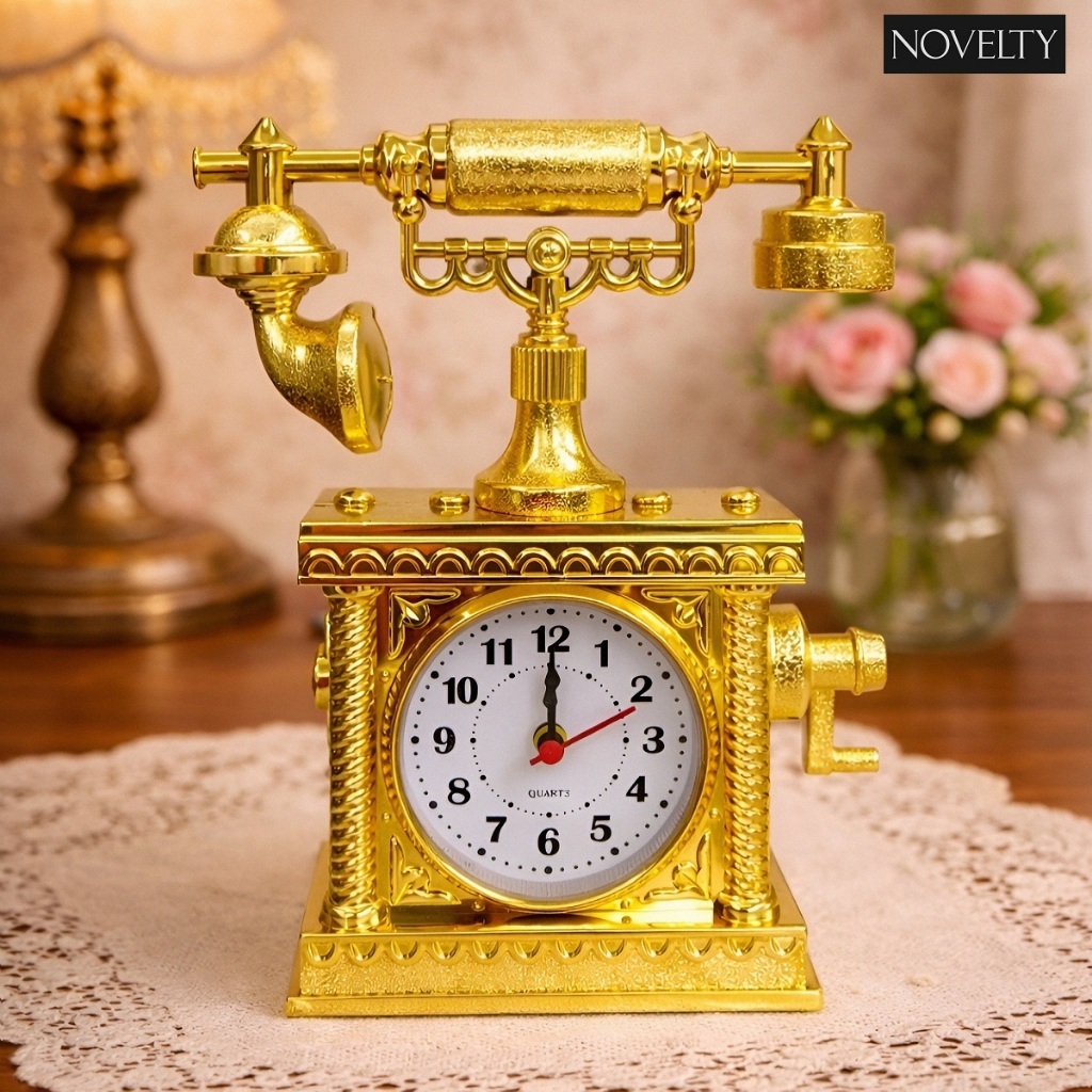 Classic Telephone Alarm Clock Jam Loceng Telefon Klasik Hiasan Meja ...