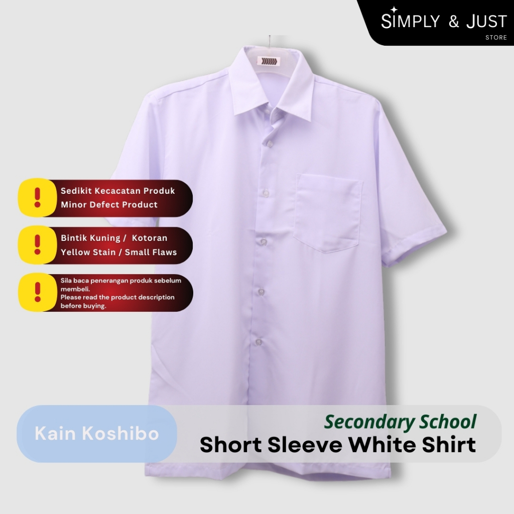 ⚠️SEDIKIT KECACATAN⚠️Sekolah Menengah Baju Kemeja Putih- Kain Koshibo ...