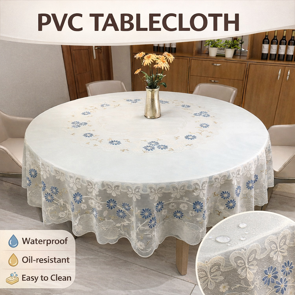 Taplak Meja Bulat Renda Berlubang PVC - Kalis Air Kalis Minyak Anti ...