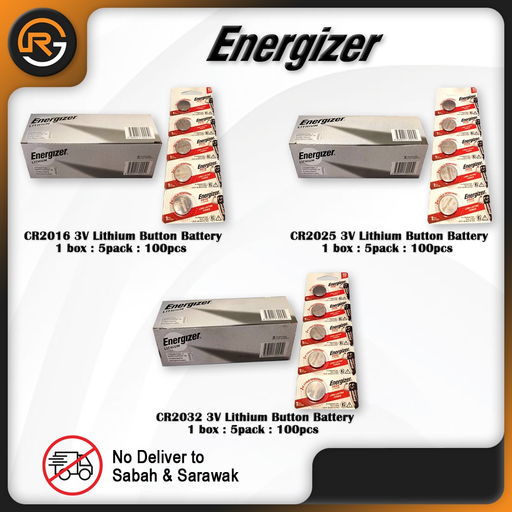 Energizer Lithium Coin Batteries 100pcs 20cards 1Box CR2016 CR2025 ...