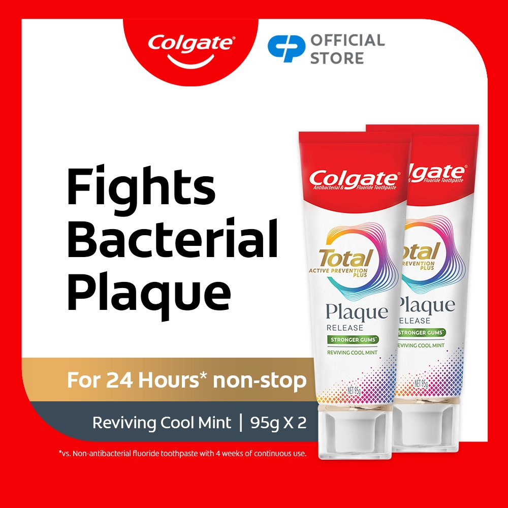[Bundle of 2] Colgate Total Plaque Release Reviving Cool Mint 95g ...