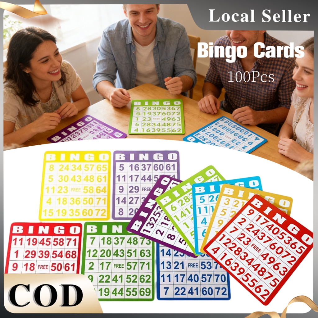5 Colors Bingo Cards 100Pcs Bingo Paper Game Cards Bingo Cards Set ...