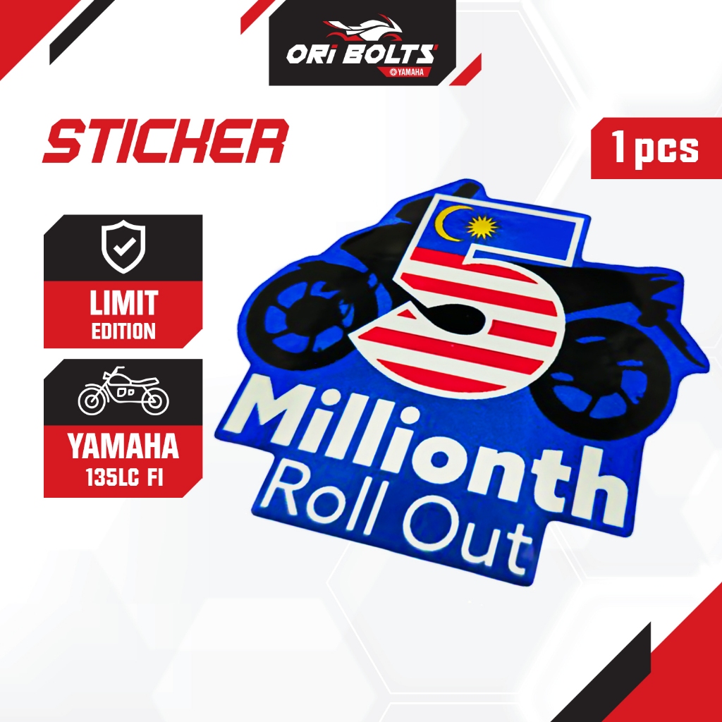 BDK-F1578-00 Yamaha Original 135LC FI V8 Sticker 5MRO 5 Million Juta ...