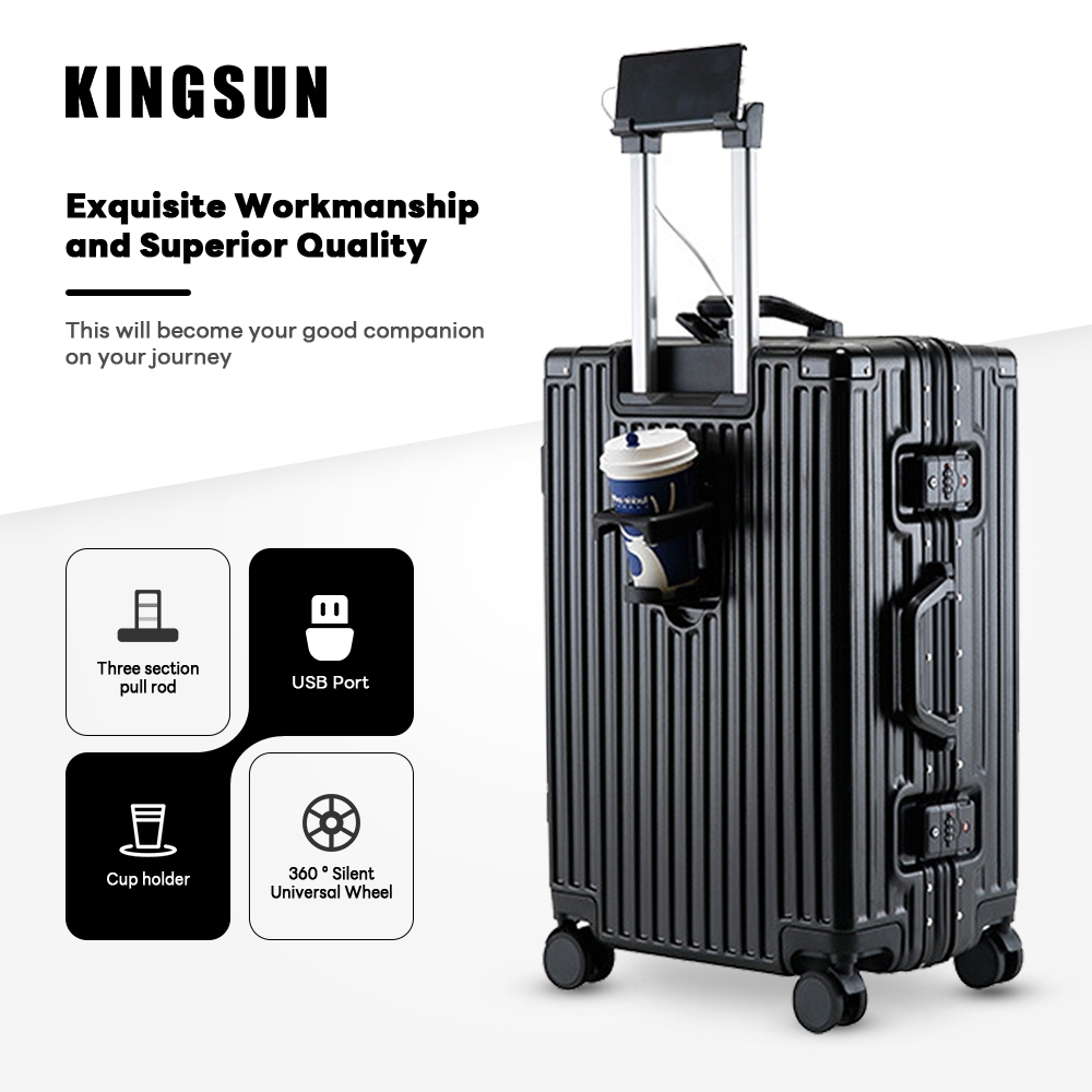 Travel Luggage Set Suitcase Aluminum Frame ABS+PC Hardcase Trolley Bag ...