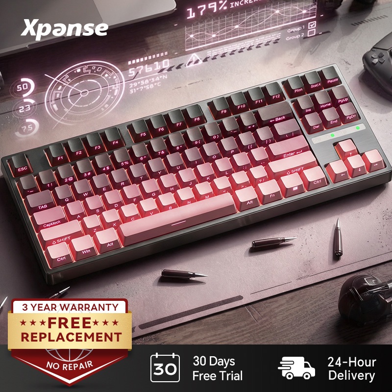 Xpanse Mechanical Keyboard 87 Keys RGB Wireless Gaming Keyboard Tri ...