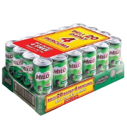 MILO ORIGINAL CAN DRINK 240ML X 20+4 CANS - (1 CARTON) | Shopee Malaysia