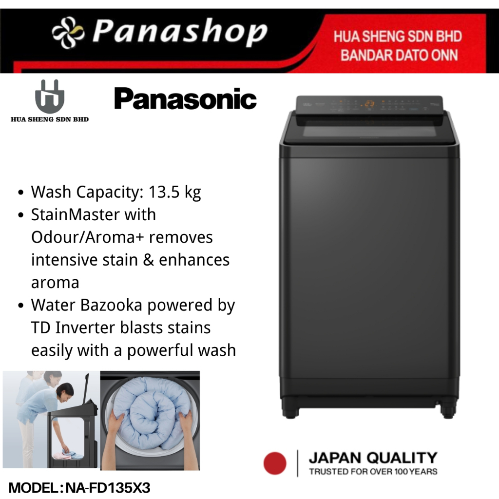 PANASONIC 13.5kg NA-FD135X3BT Powerful Clean & Convenient Top Load ...