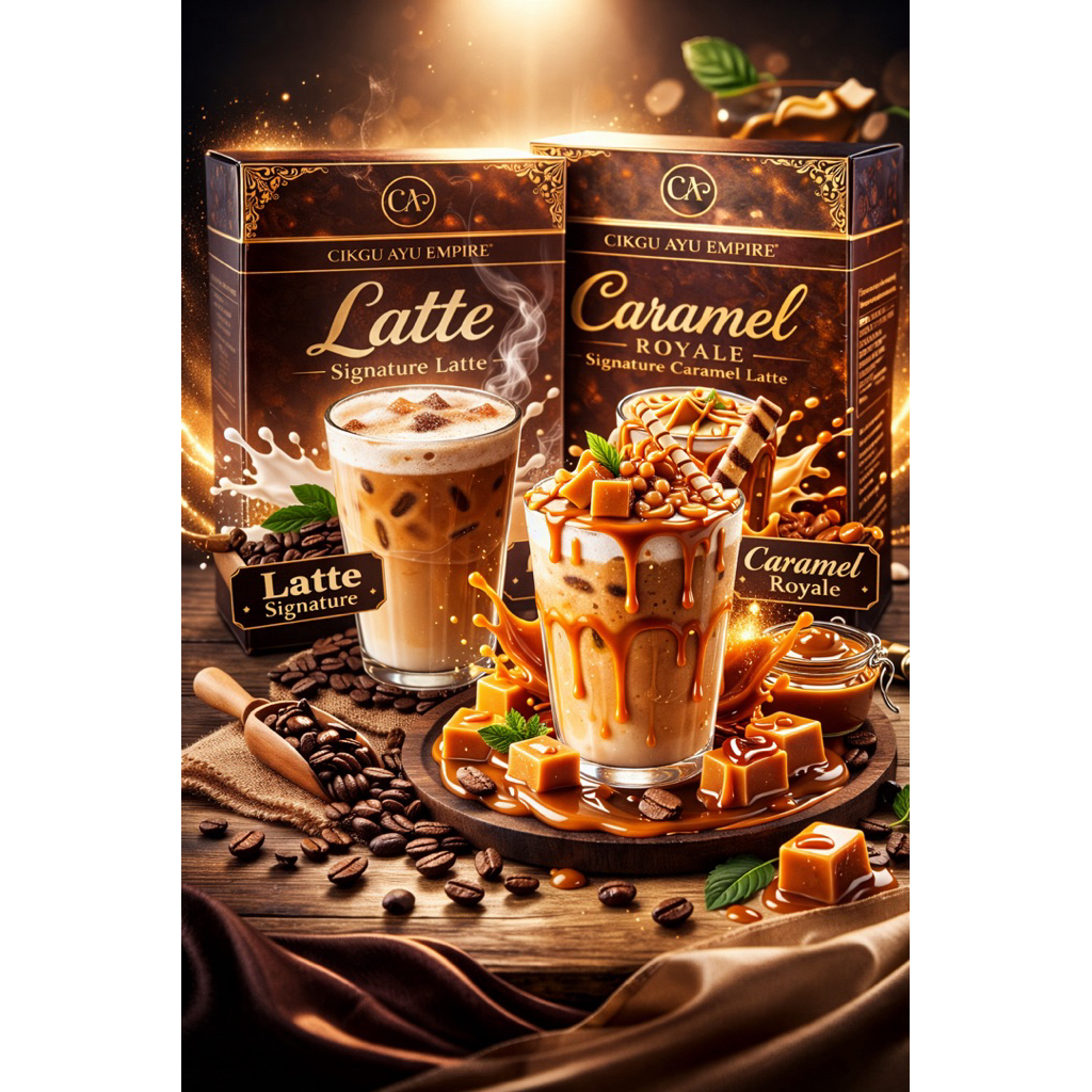 LATTE SIGNATURE & CARAMEL ROYALE KENYANG LAMA BY CIKGU AYU | Shopee ...
