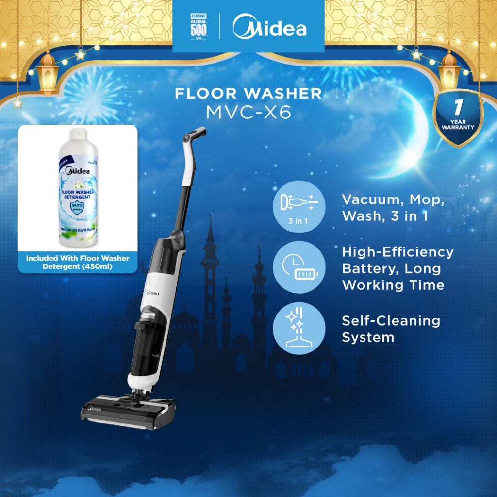 Midea MVC-X6 Floor Washer / Wet & Dry Cordless Vacuum Cleaner With Self ...