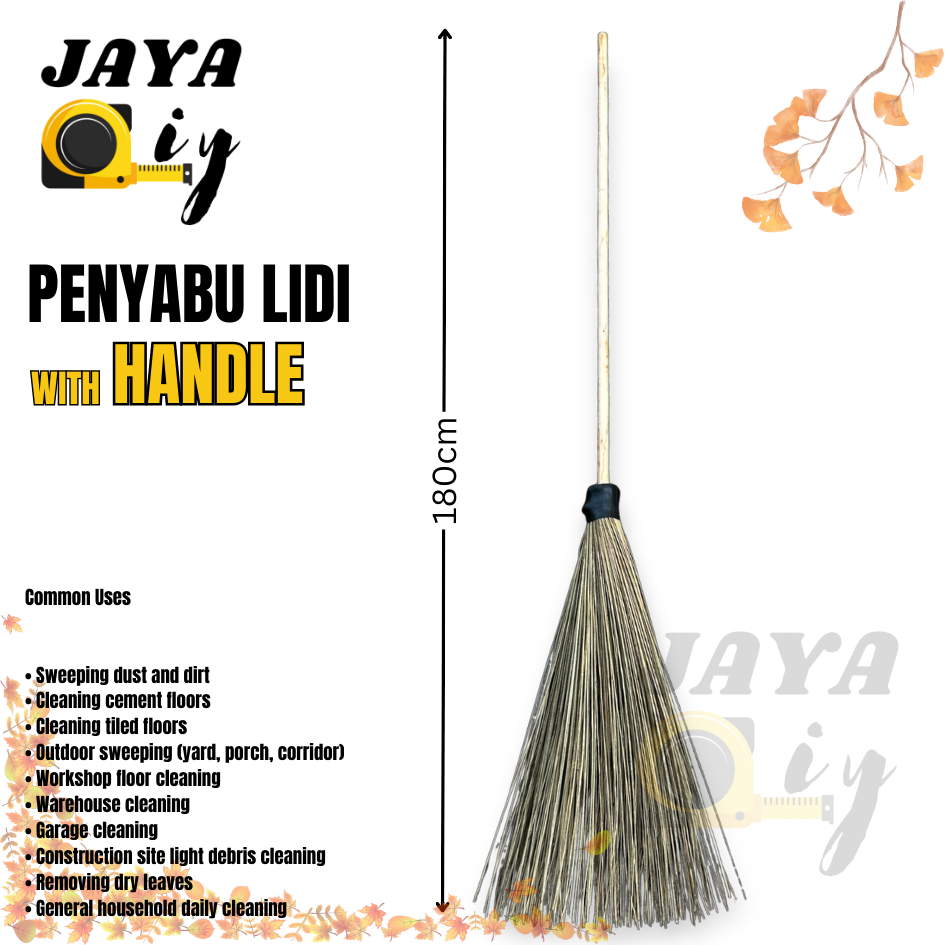 [LOCAL] PG885 Lidi Broom WIth Handle Outdoor Garden Broom with Stick ...