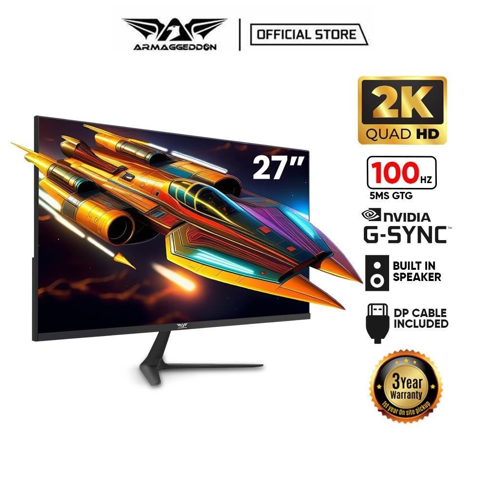 Armaggeddon 2K WQHD 27" 100Hz IPS Panel Flat Screen Gaming Frameless ...