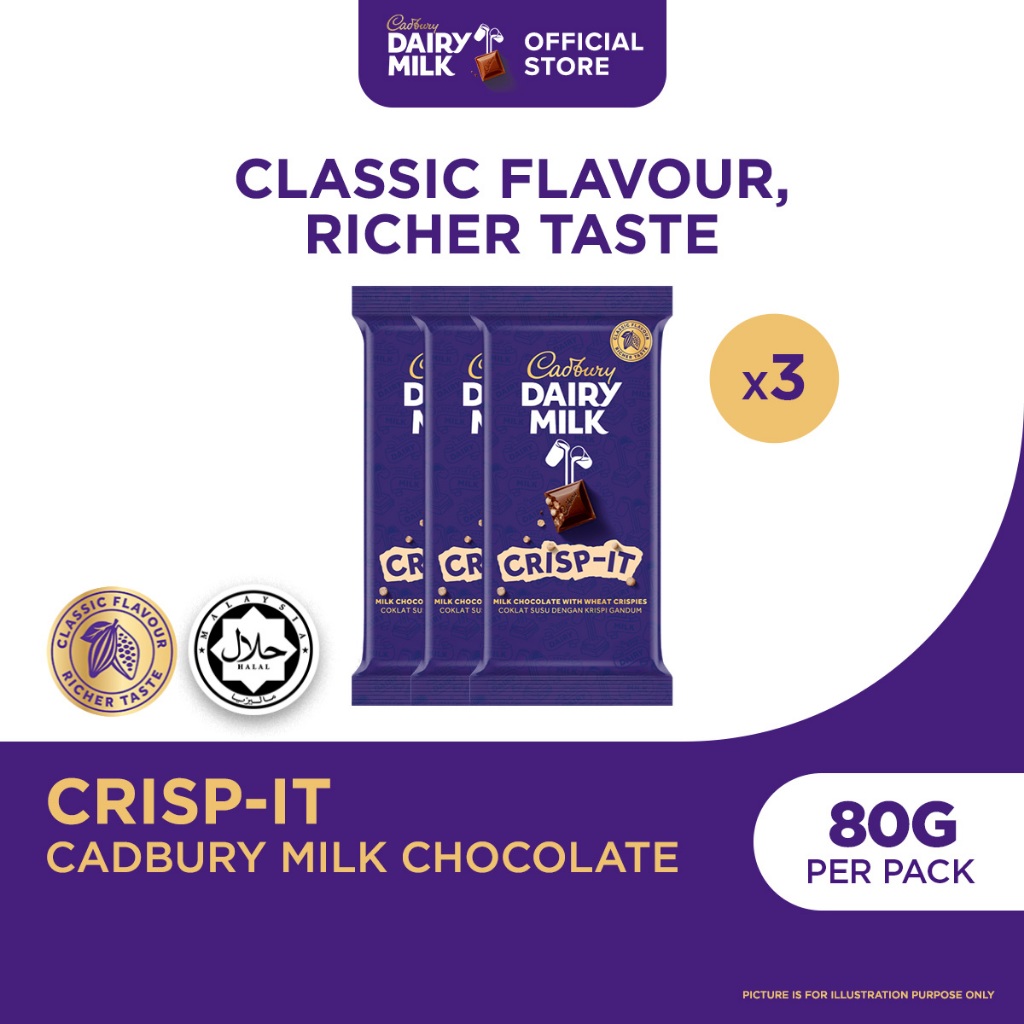 Cadbury Crisp-It Milk Chocolate 80g (Bundle of 3/5/12) | Shopee Malaysia