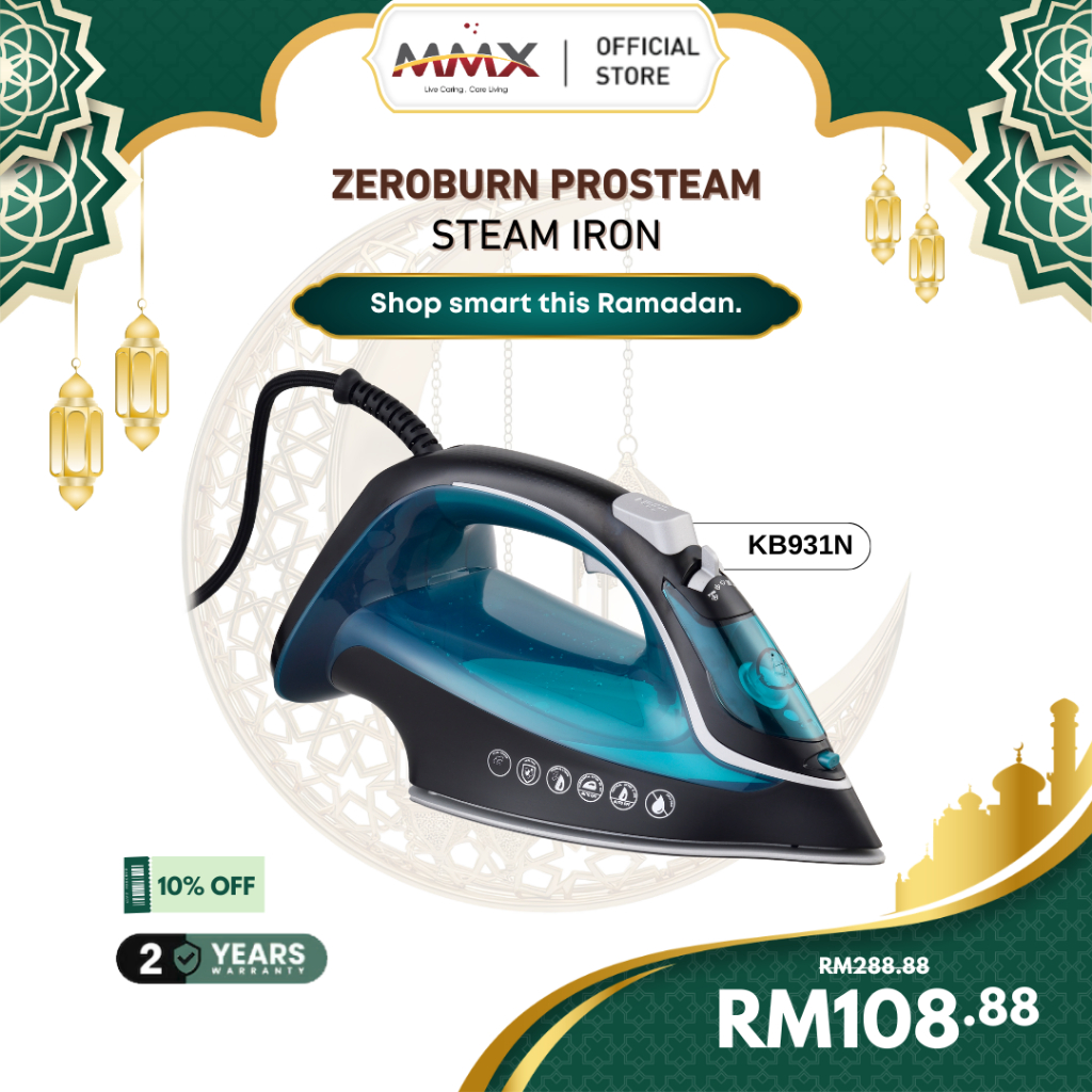 MMX ZeroBurn ProSteam (KB931N): Powerful Steam Iron with Auto Shut-Off ...