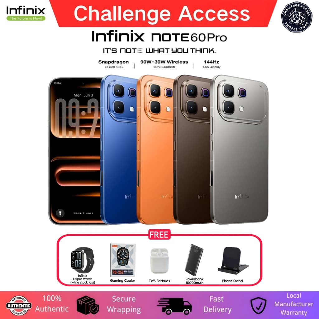 Infinix Note 60 Pro 5G (8+256GB/ 12+256GB)144Hz 1.5K Amoled l ...