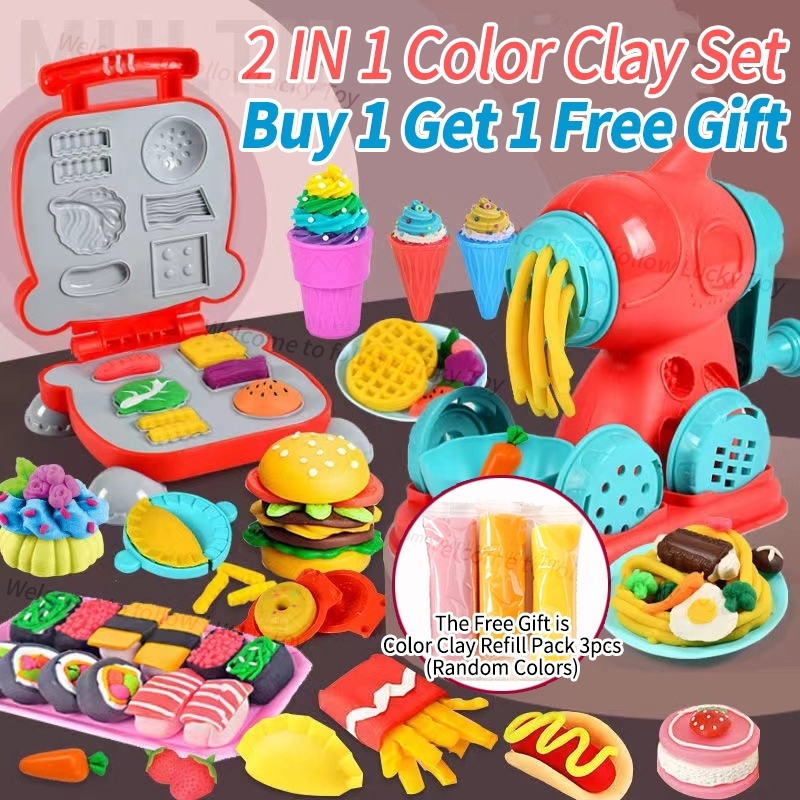 (Ready stock)Free 3D Color Clay Toy Dough Set Ice cream Double Twister ...
