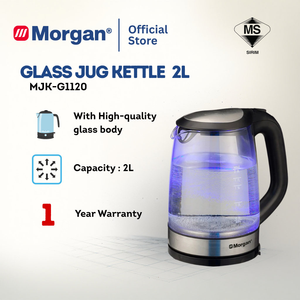 Morgan Electric Glass Jug Kettle (2L) MJK-G1120 | Shopee Malaysia