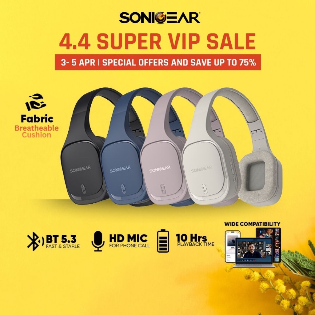 SonicGear Airphone 7 Bluetooth Headphones With Mic, 10 Hours Playtime ...