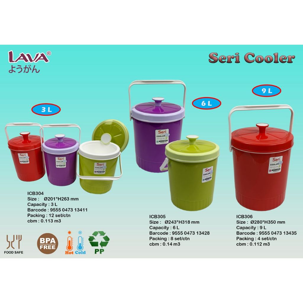LAVA 3L 6L 9L Ice and Hot bucket | Ice Container | Bekas Nasi | Tong ...