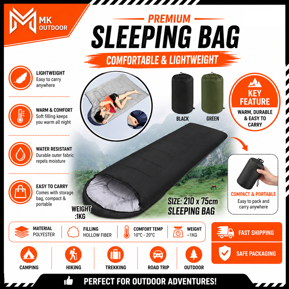 210x75cm 700g/1kg Full Black COLOR Premium Portable & Water-Resistant ...