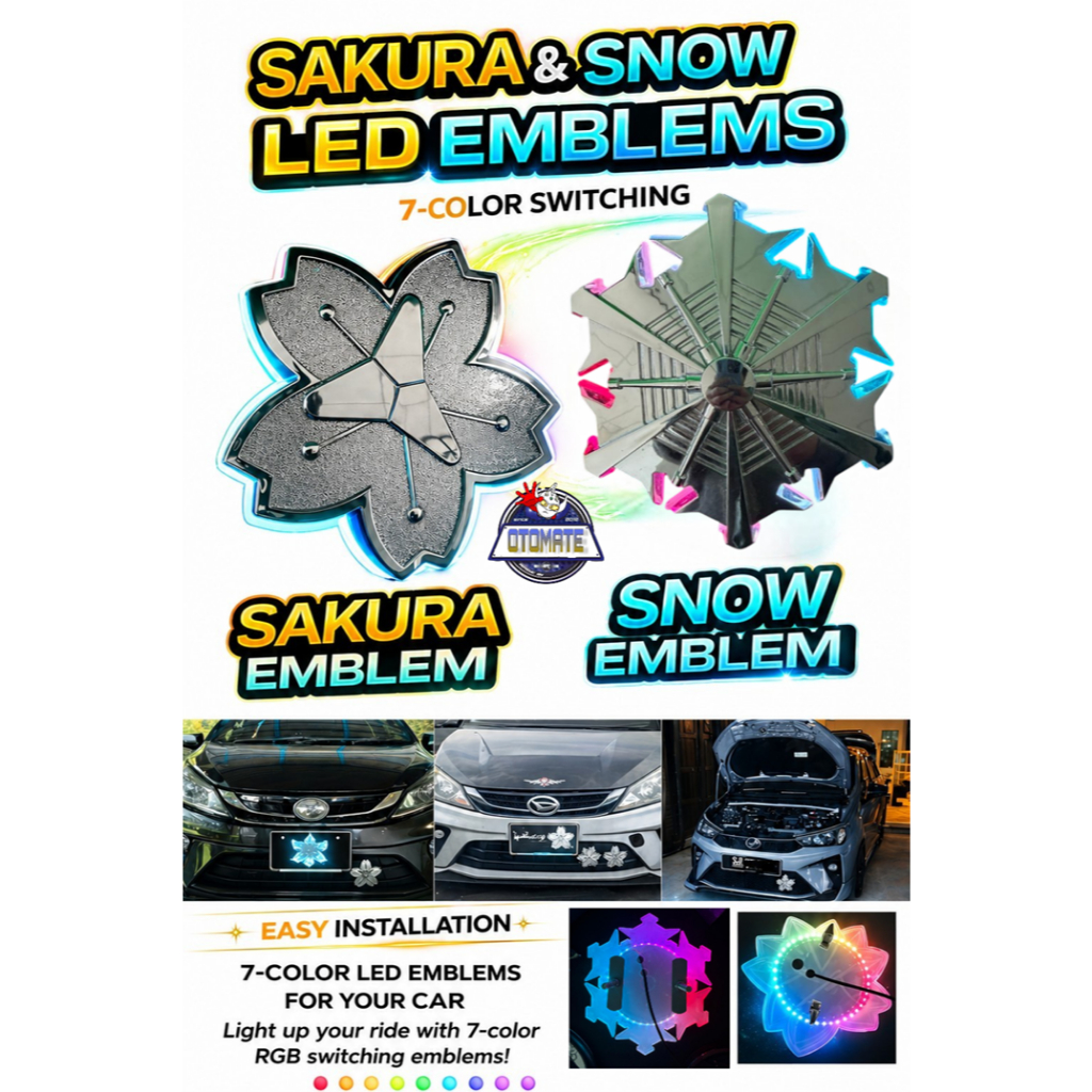 SAKURA SNOW RGB LED Emblem Logo Sakura JDM UNIVERSAL bunga sakura sport ...