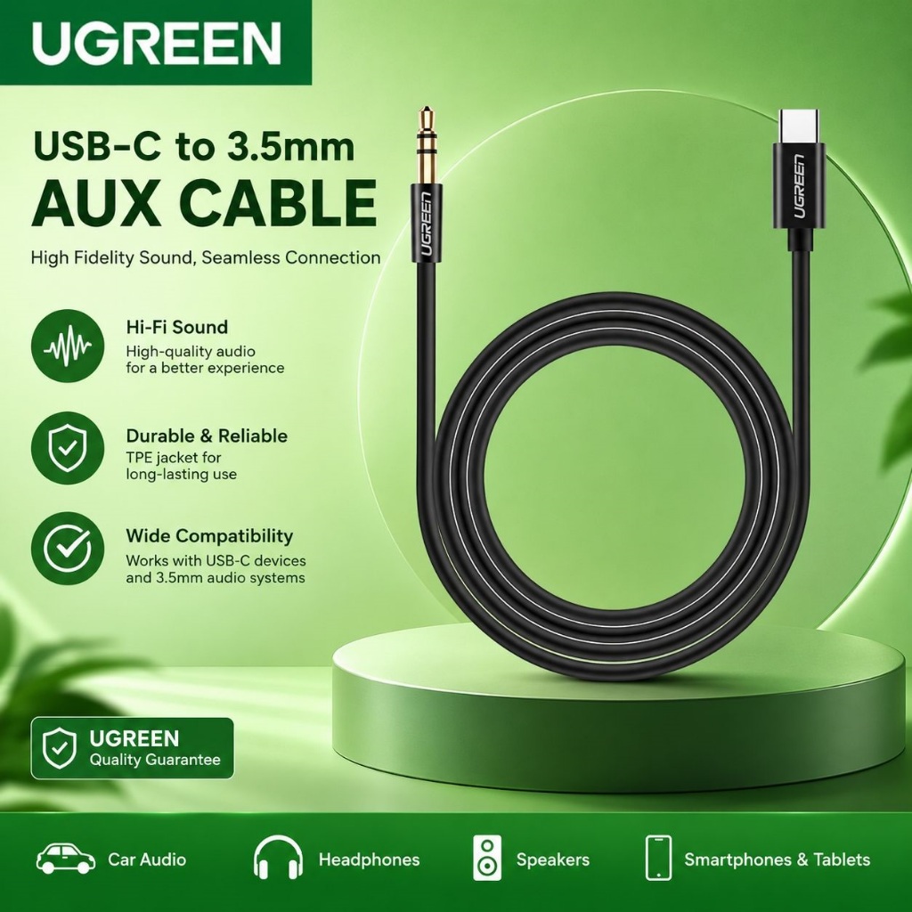 Ugreen USB C Type C Male Aux Audio 1.5Meter Cable to 3.5mm Jack Male ...