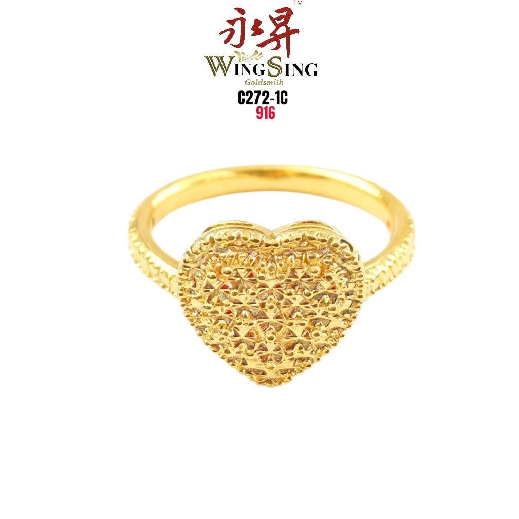 Wing Sing Oro Italia Cincin 5G Emas Diamond Love Emas 916 / 双色爱心916黄金戒指 ...