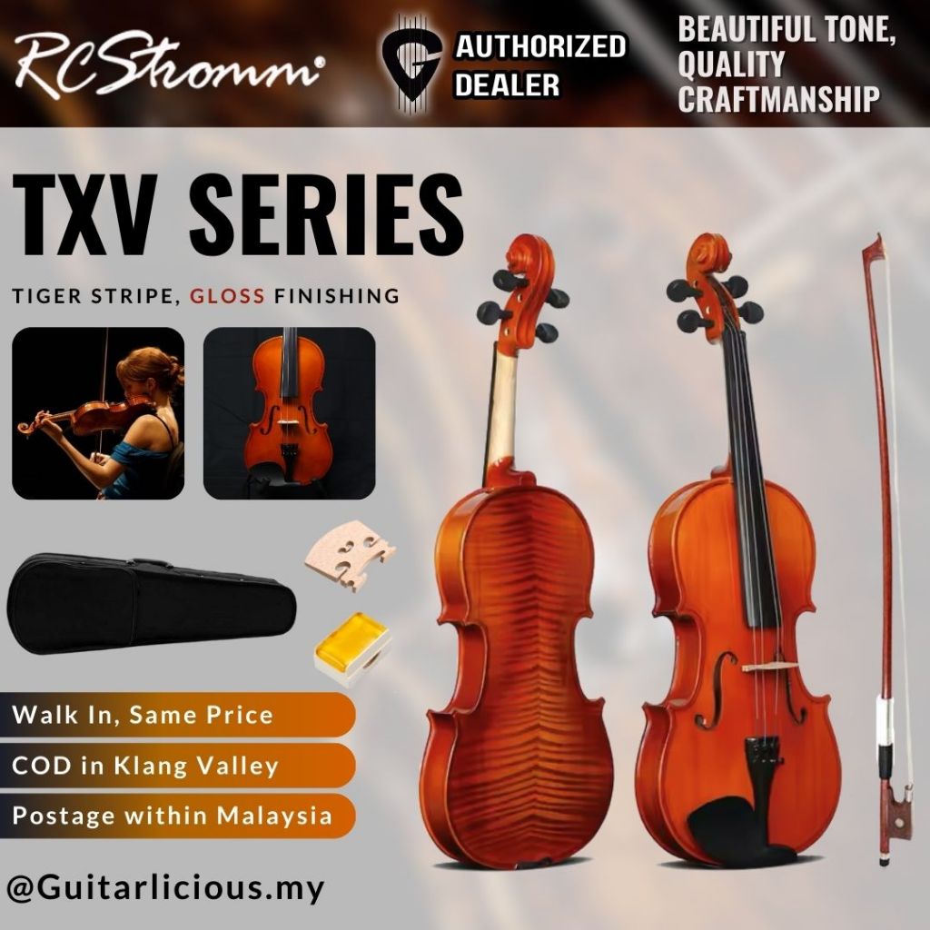 RCStromm Violin TXV Series with Tiger Stripes Finish (Top Spruce, Side ...