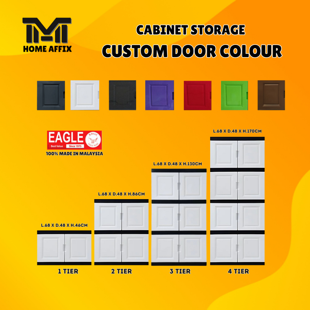 CUSTOM DOOR COLOUR Storage Cabinet 1-6 Tier /Plastic Cabinet / kitchen ...