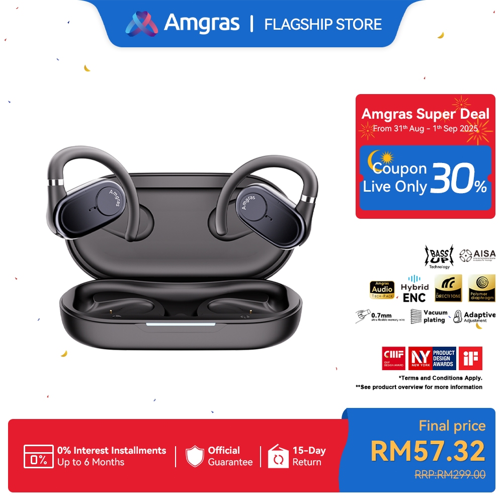 Amgras OpenEchoⅤ Ultra Air Conduction earphone bluetooth wireless ...