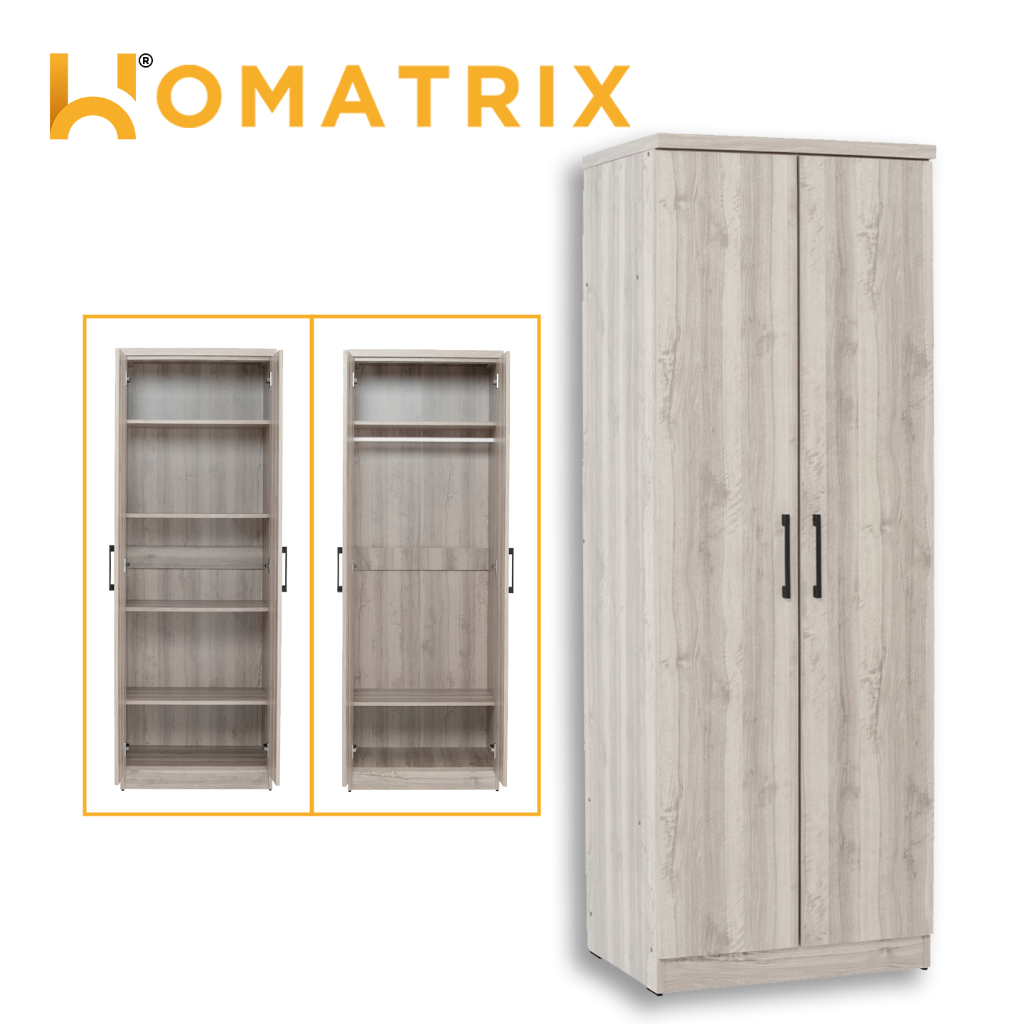 HOMATRIX 2 Door Wardrobe With Drawer Storage Cabinet Almari Baju Dengan ...