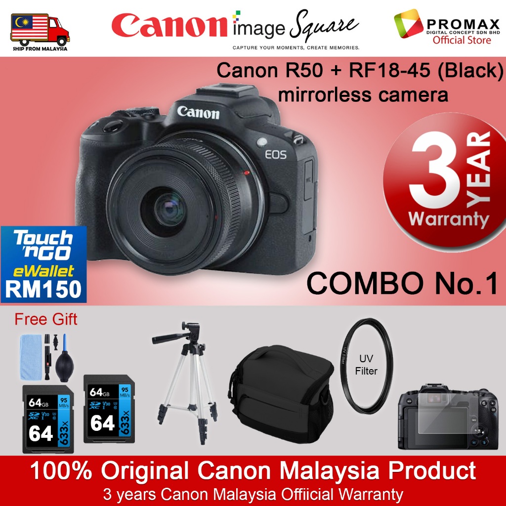 CHEAPEST! Canon EOS R50 18-45mm 55-210mm Mirrorless Camera Black/White (CANON MALAYSIA 3 YEARS ...